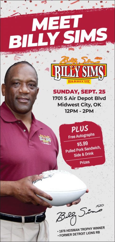 Billy Sims BBQ in Midwest City hosting autograph signing Sunday, Sept ...